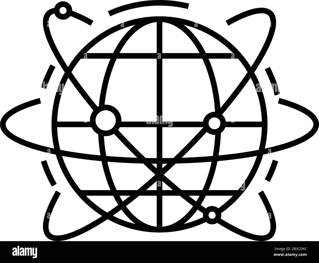Travelling around line icon, concept sign, outline vector illustration ...