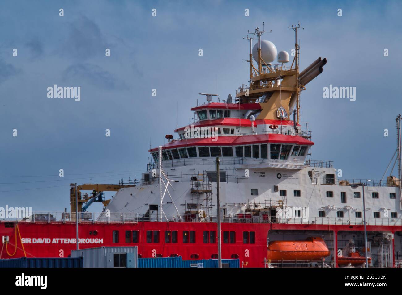 The superstructure and bridge of the polar research ship RSS Sir David ...