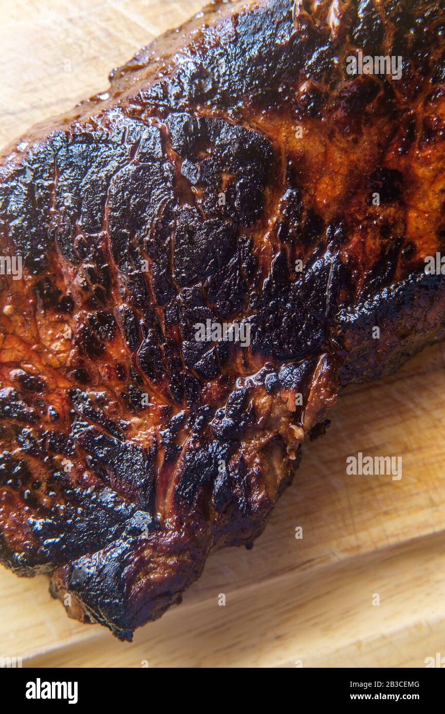Homemade charred filet mignon steak dinner frying on stovetop Stock ...