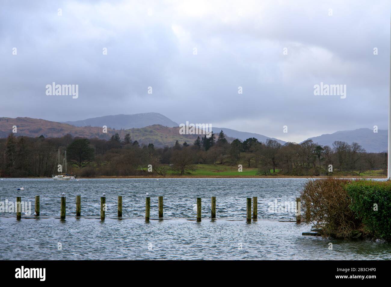 A Very wet day at Ambleside Pier Stock Photo - Alamy