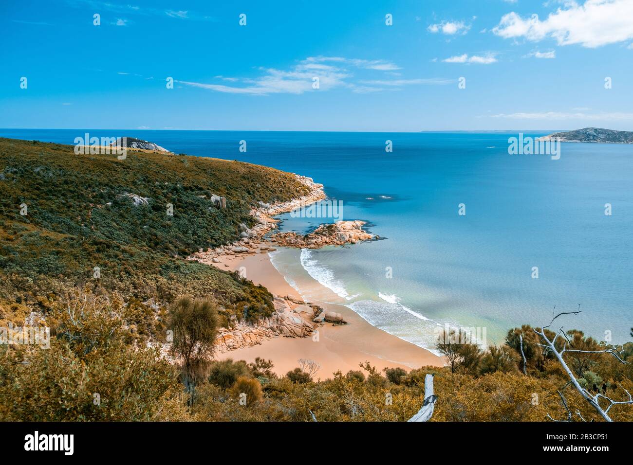 Scenic ocean coastline with beaches and hills of Wilsons Promontory ...