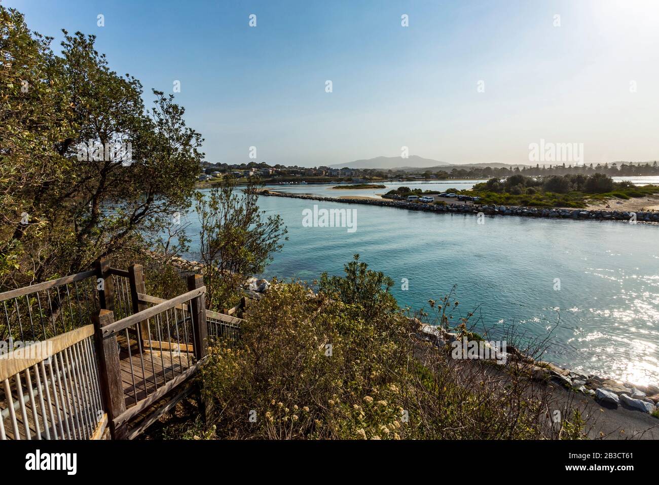 Panorama of the Wagonga Inlet seen from the viewing platform, in ...
