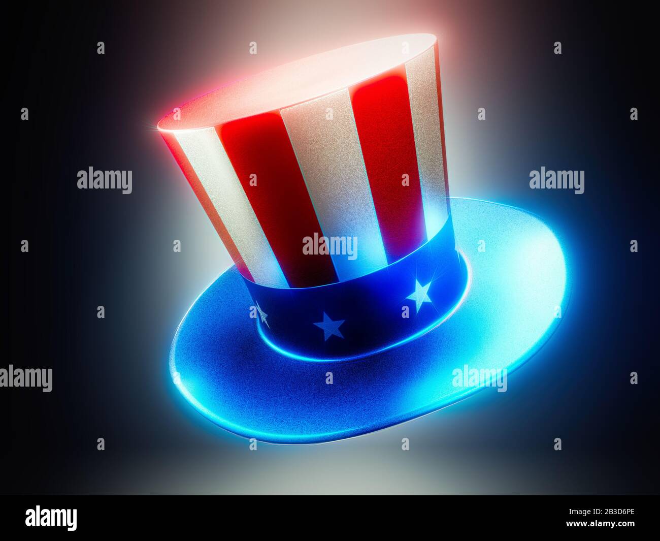 3D rendering of Glowing Uncle Sam Hat on dark background Stock Photo ...