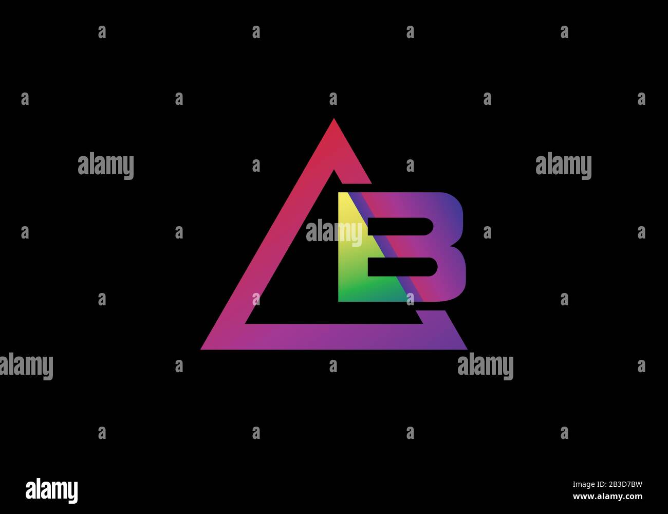 Typographic alphabet B in a triangle with vibrant colors logo design ...