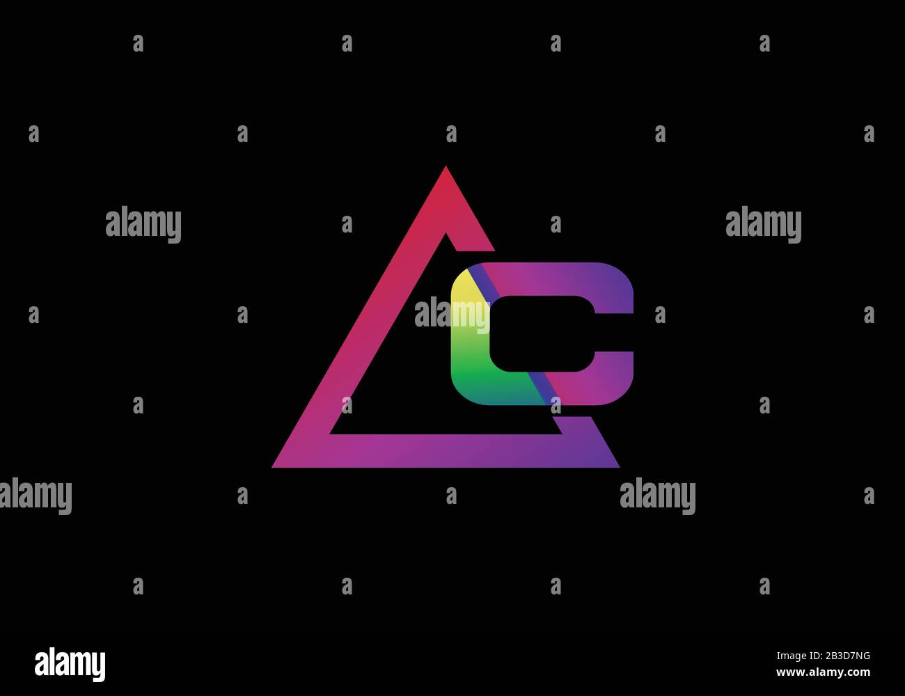 Typographic alphabet C in a triangle with vibrant colors logo design ...