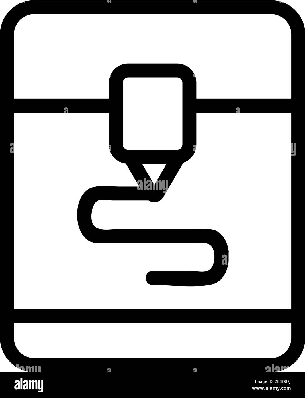 3D print printer icon vector. Isolated contour symbol illustration ...