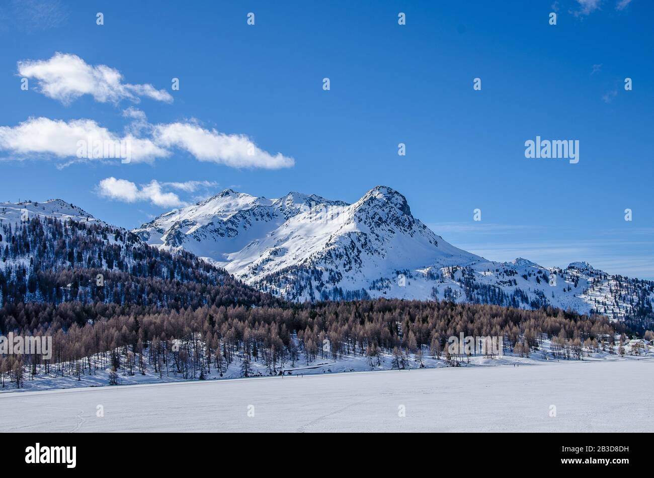 Driving along Lake Sils, the largest and most scenic of the Engadin ...