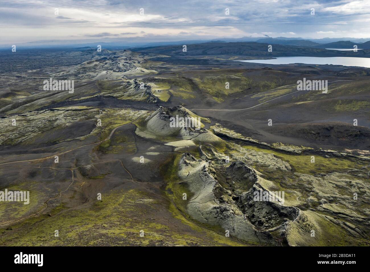 Aerial view, Laki crater, Laki crater series, eruption fissure ...