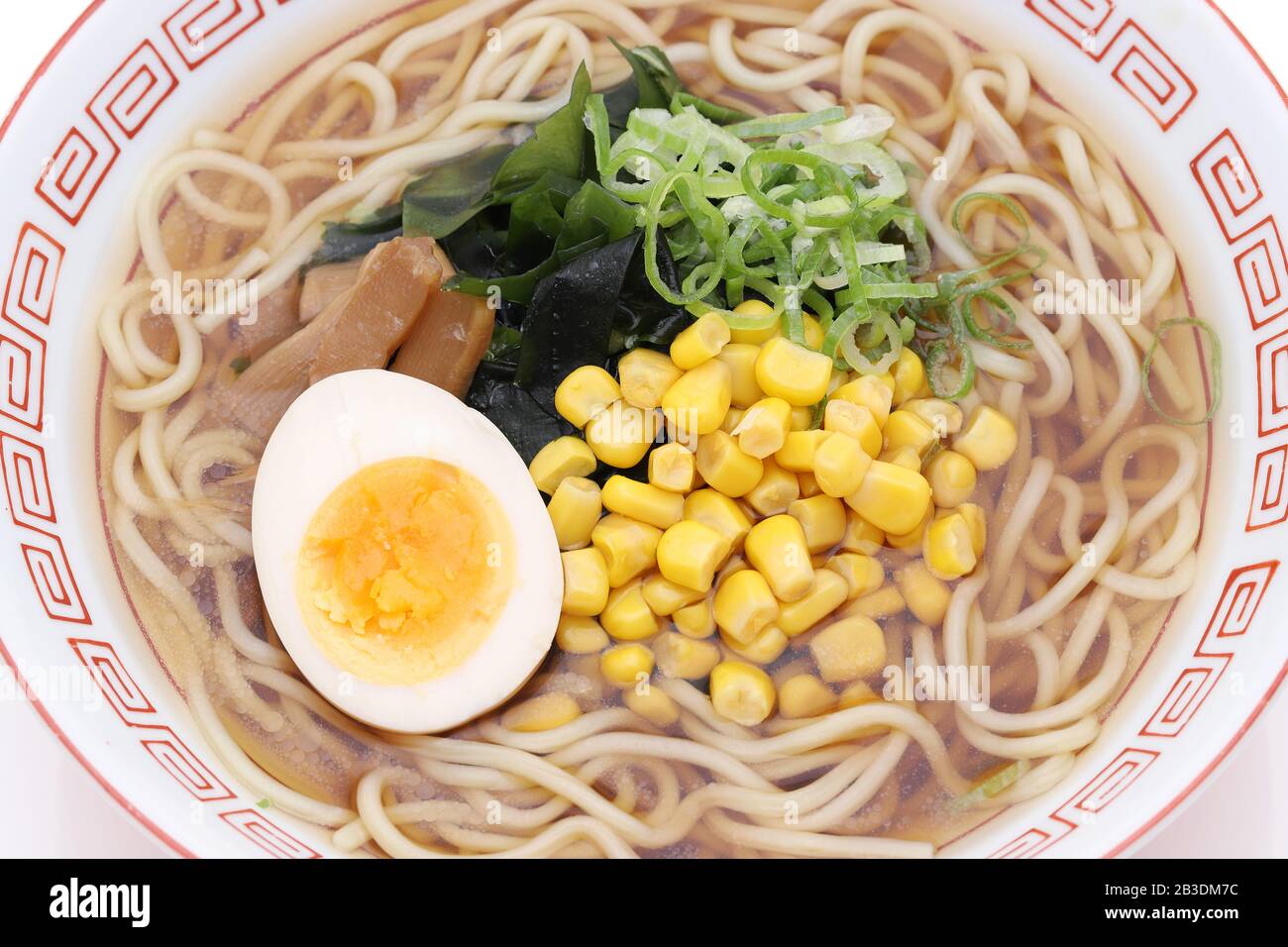 Close up of Japanese soy sauce ramen noodles on white background Stock ...
