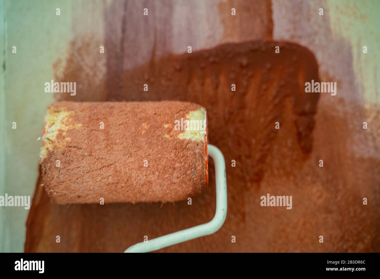 Color paint interior home wall renovate with rolling paint Stock Photo ...