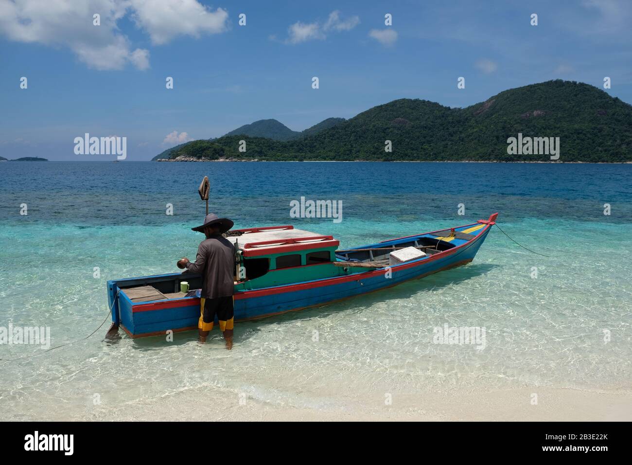 Anambas Islands Indonesia - traditional fishing boat in shallow water ...