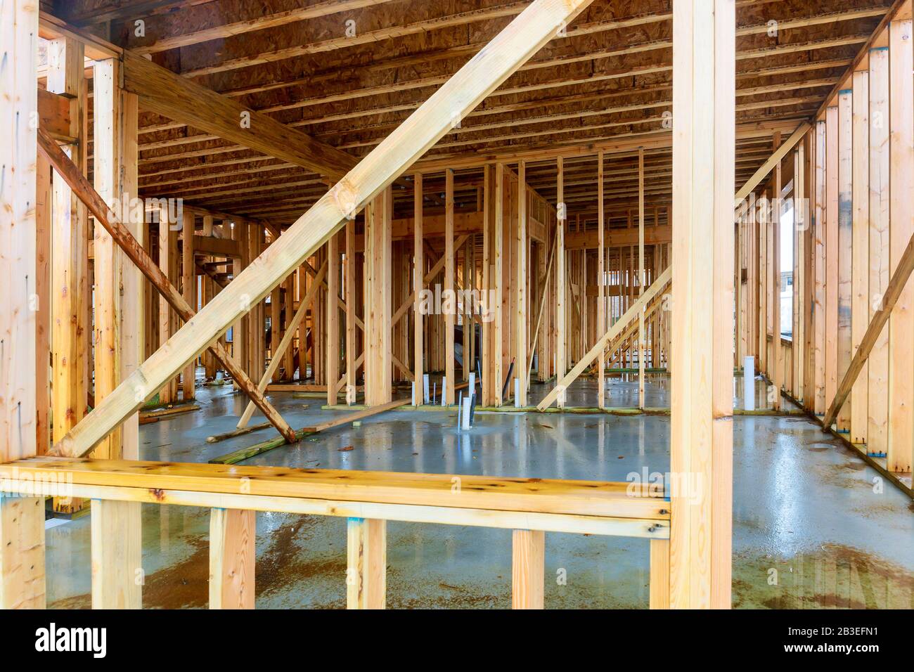 Framing beam of new house under construction home beam construction ...