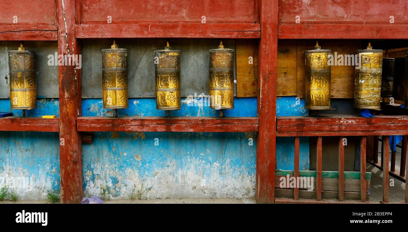 Prayer wheel in buddhist monastery Stock Photo - Alamy
