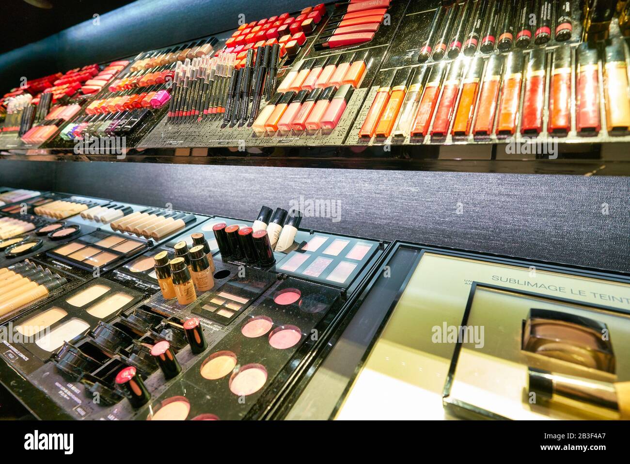 HONG KONG, CHINA - CIRCA JANUARY, 2019: makeup products on display at ...