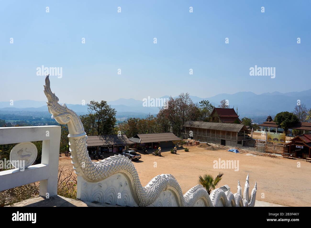 Pai, Thailand - February.05.2020: Summer landscape mountains and blue ...