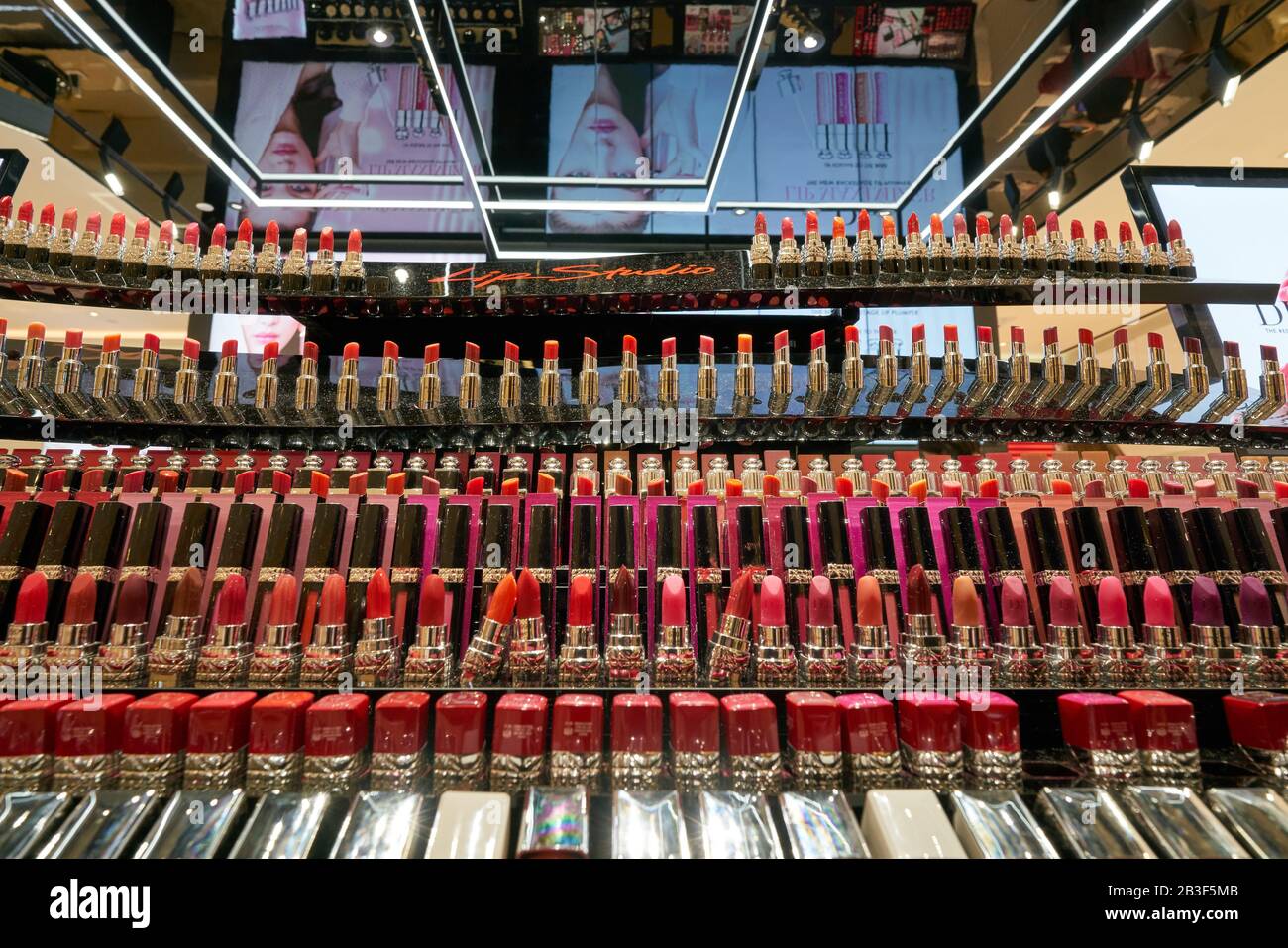 HONG KONG, CHINA - CIRCA JANUARY, 2019: Dior lipsticks on display at a ...