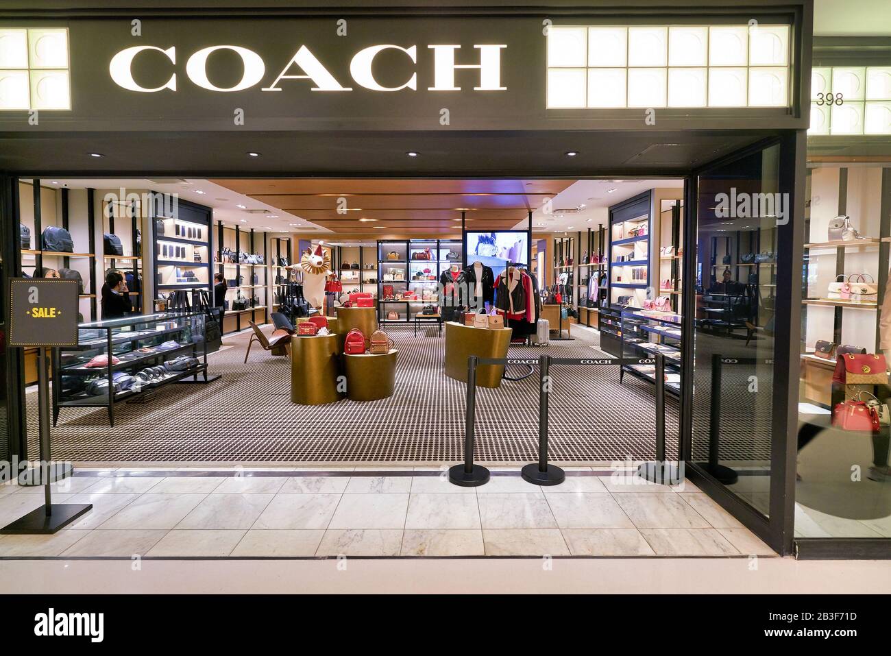 HONG KONG, CHINA - CIRCA JANUARY, 2019: entrance to Coach store in New ...
