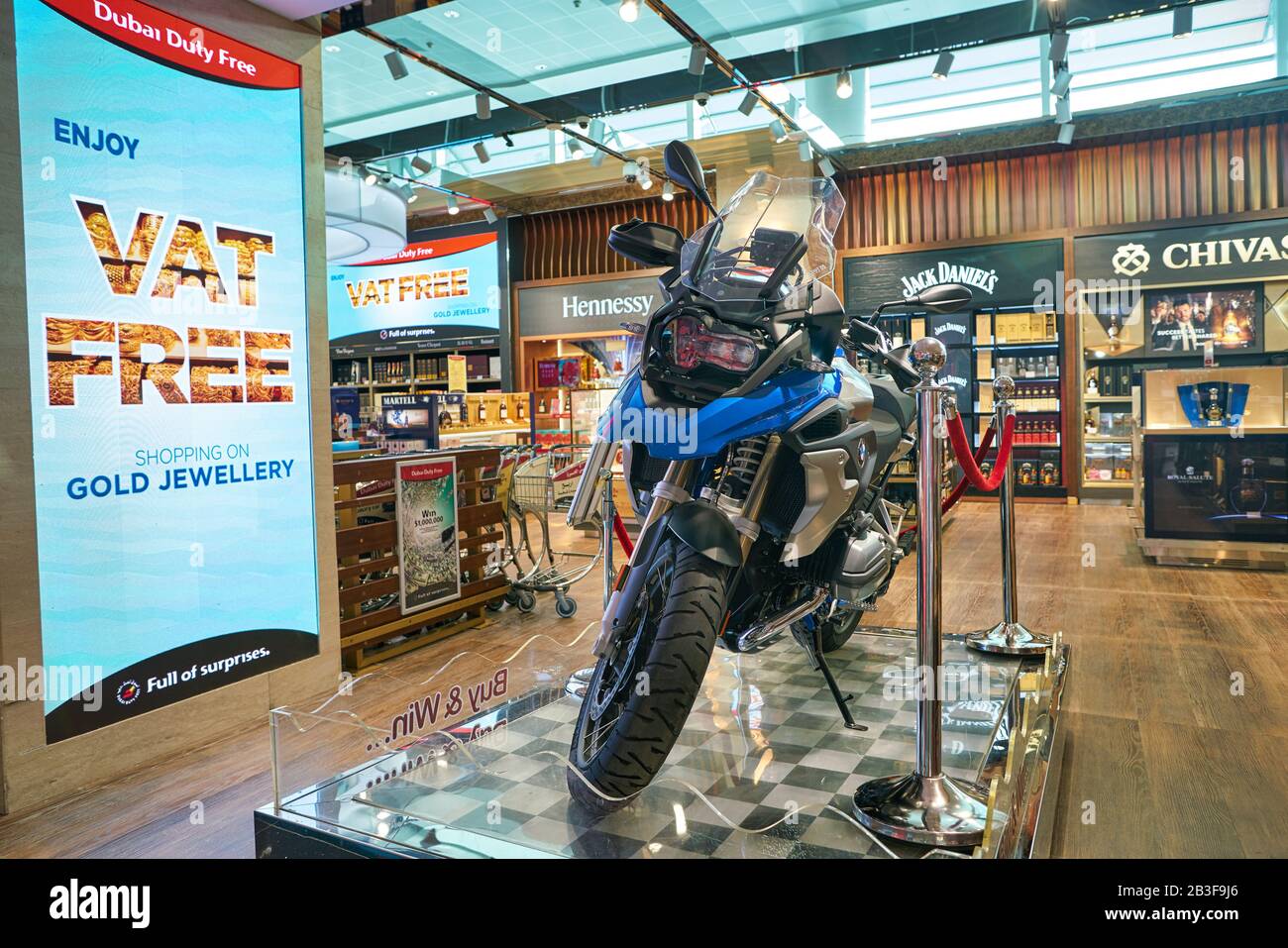 DUBAI, UAE - CIRCA JANUARY 2019: motorcycle on display at Dubai ...
