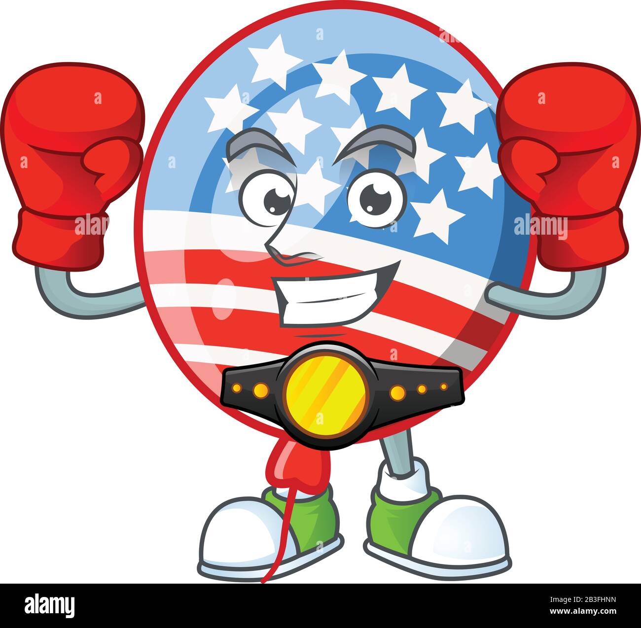 A sporty Boxing USA stripes balloon cartoon character design style ...