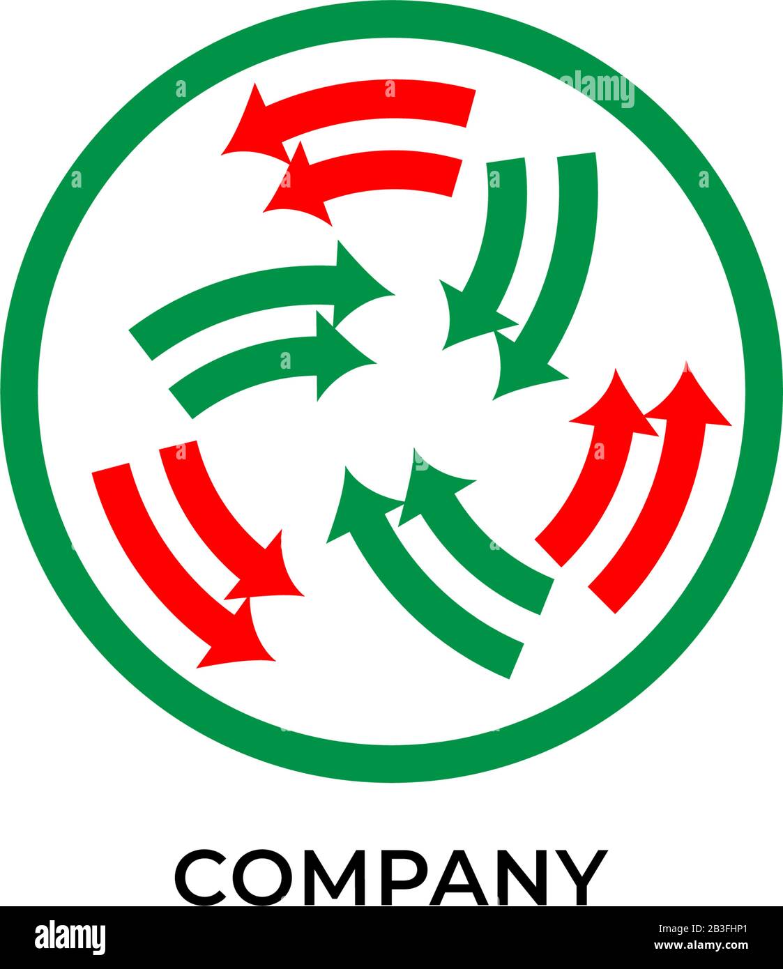Two layers of red and green arrows inside circle. Circulation logo ...