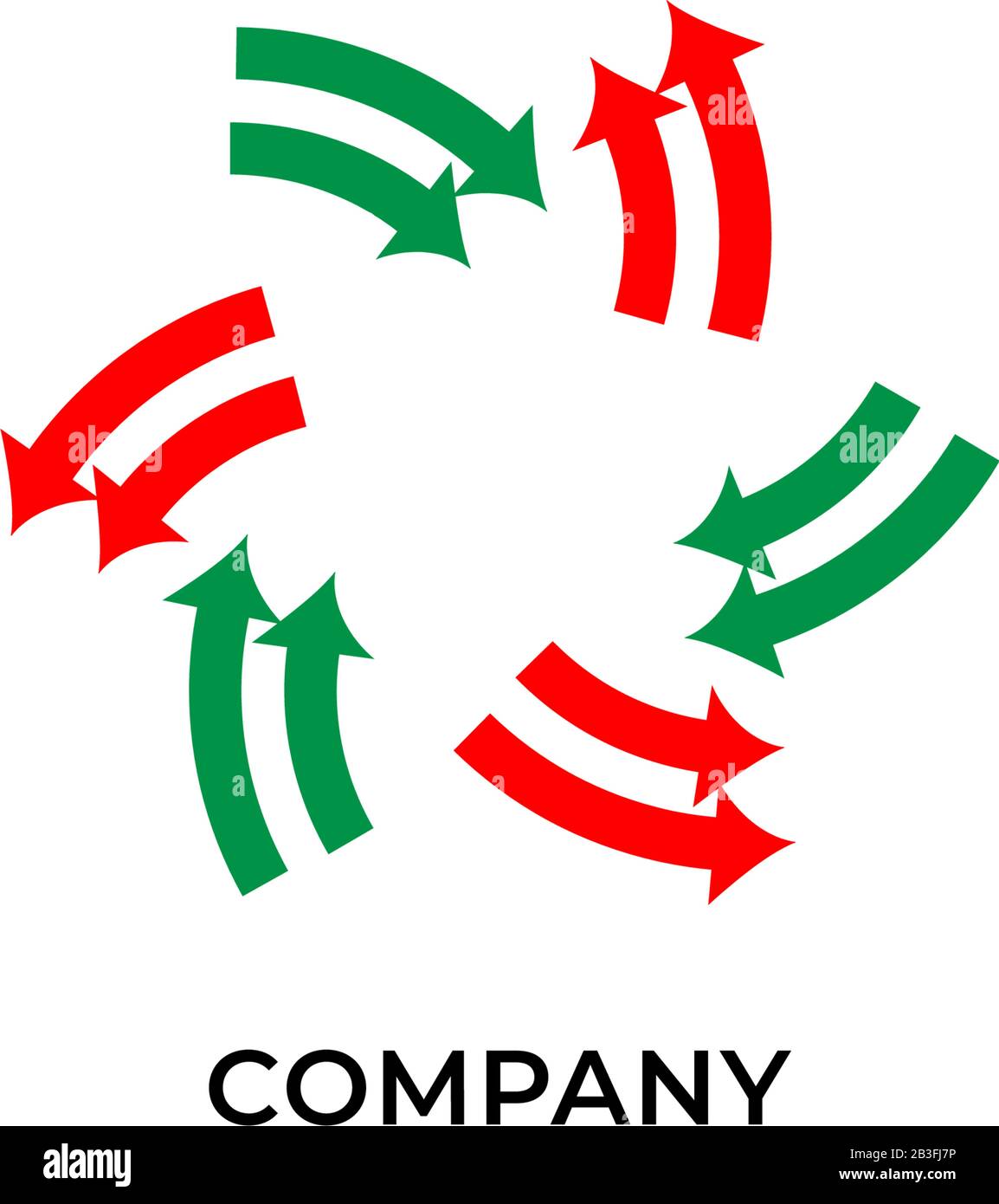 Two layers of red and green arrows. Circulation logo design template ...