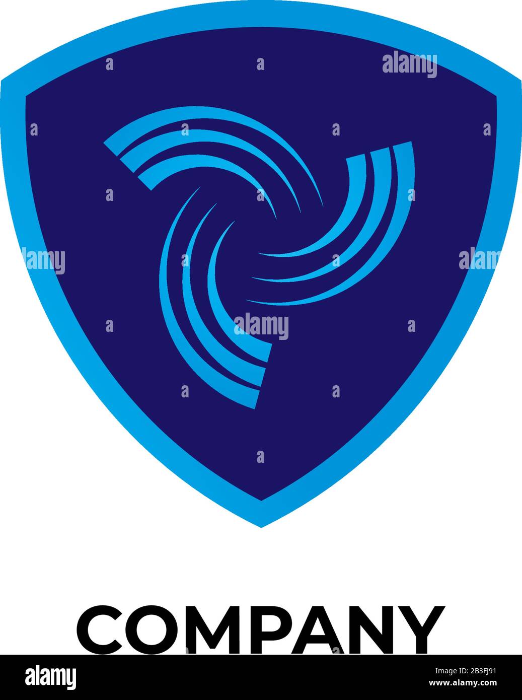 Blue Shield illustration with vortex icon inside. Storm Guard Logo ...