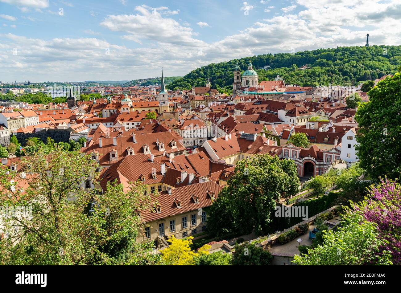 Orange color roof houses in Prague Czech Republic Stock Photo - Alamy