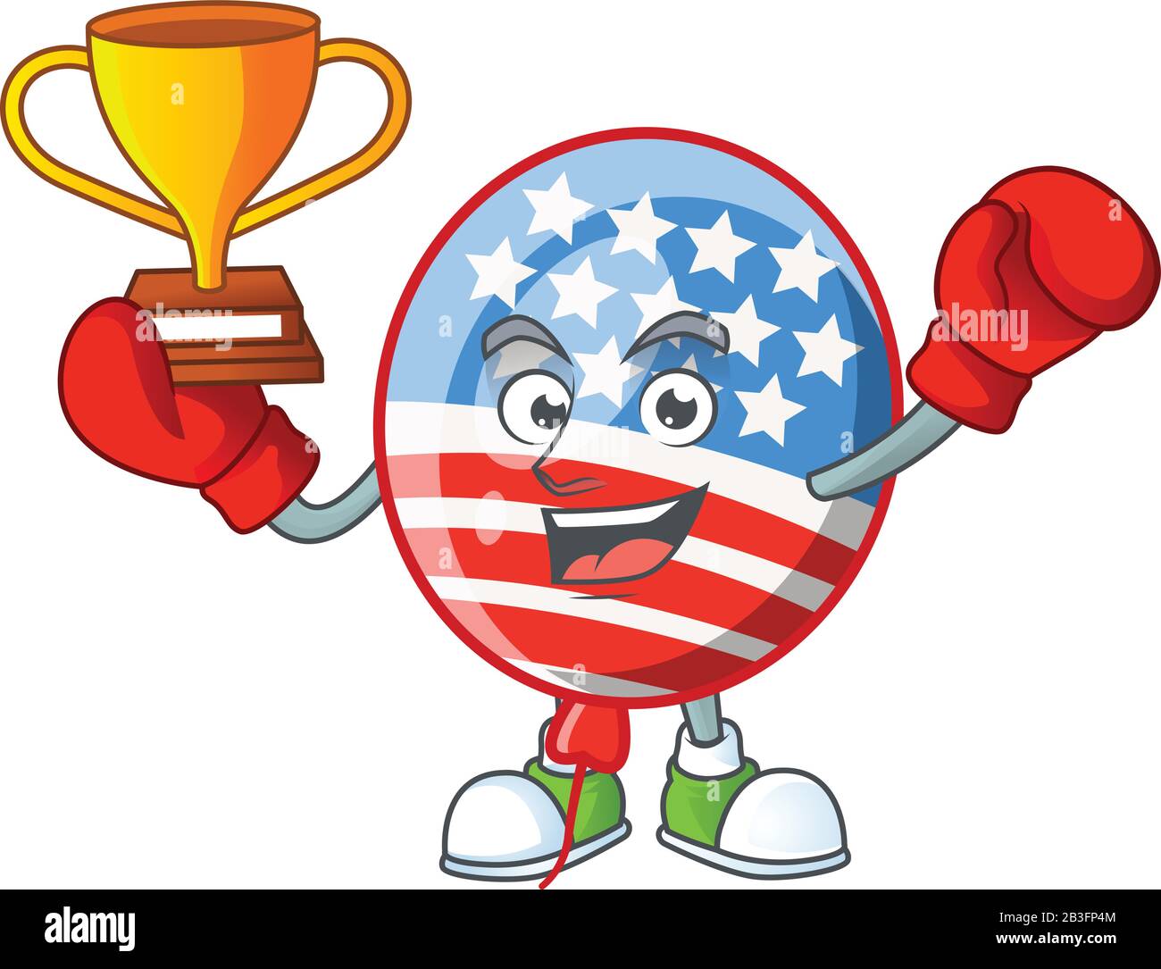 Super cool Boxing winner of USA stripes balloon in mascot cartoon ...