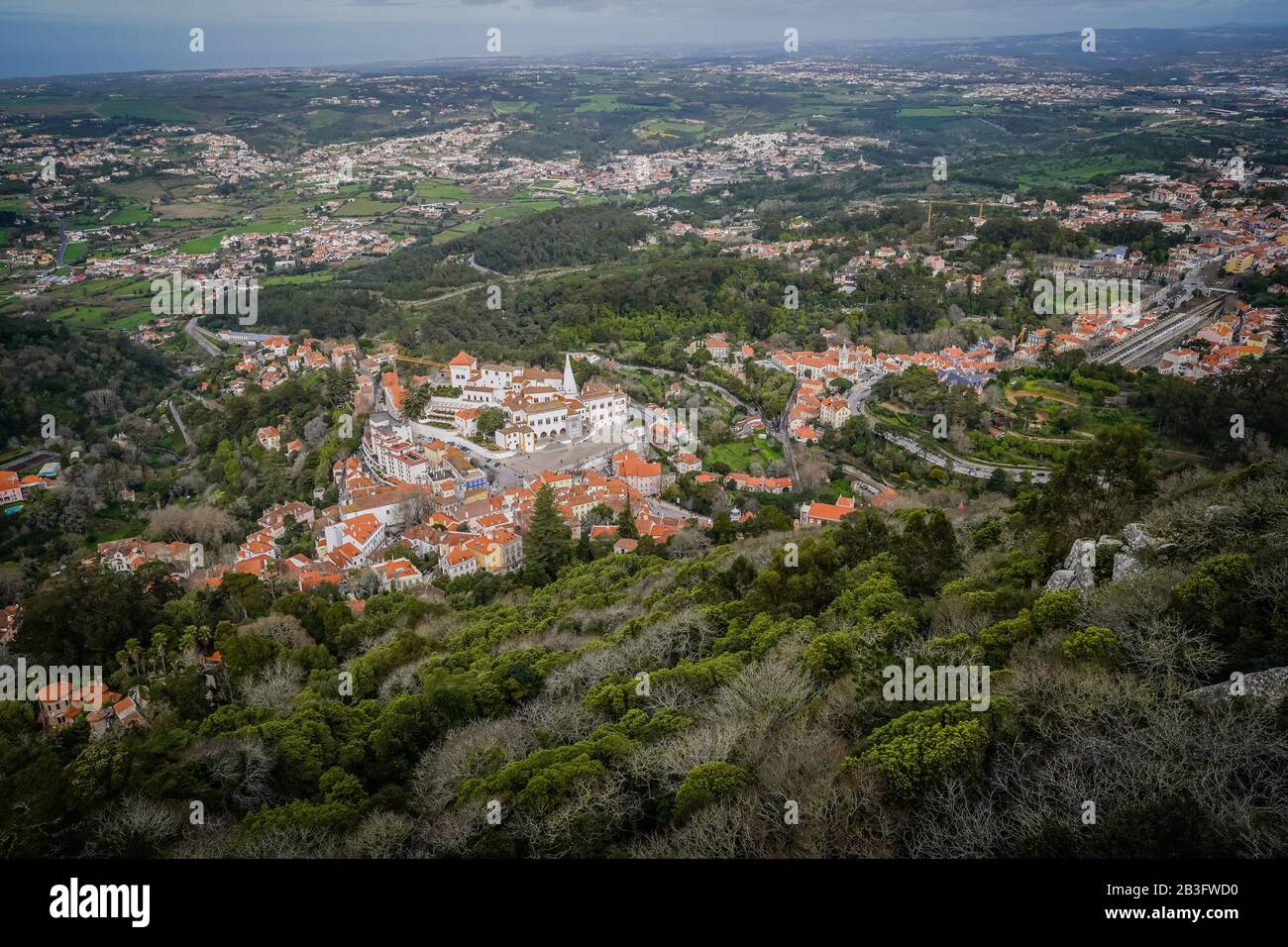 Town of Sintra, view from the top of the Moorish castle Stock Photo - Alamy