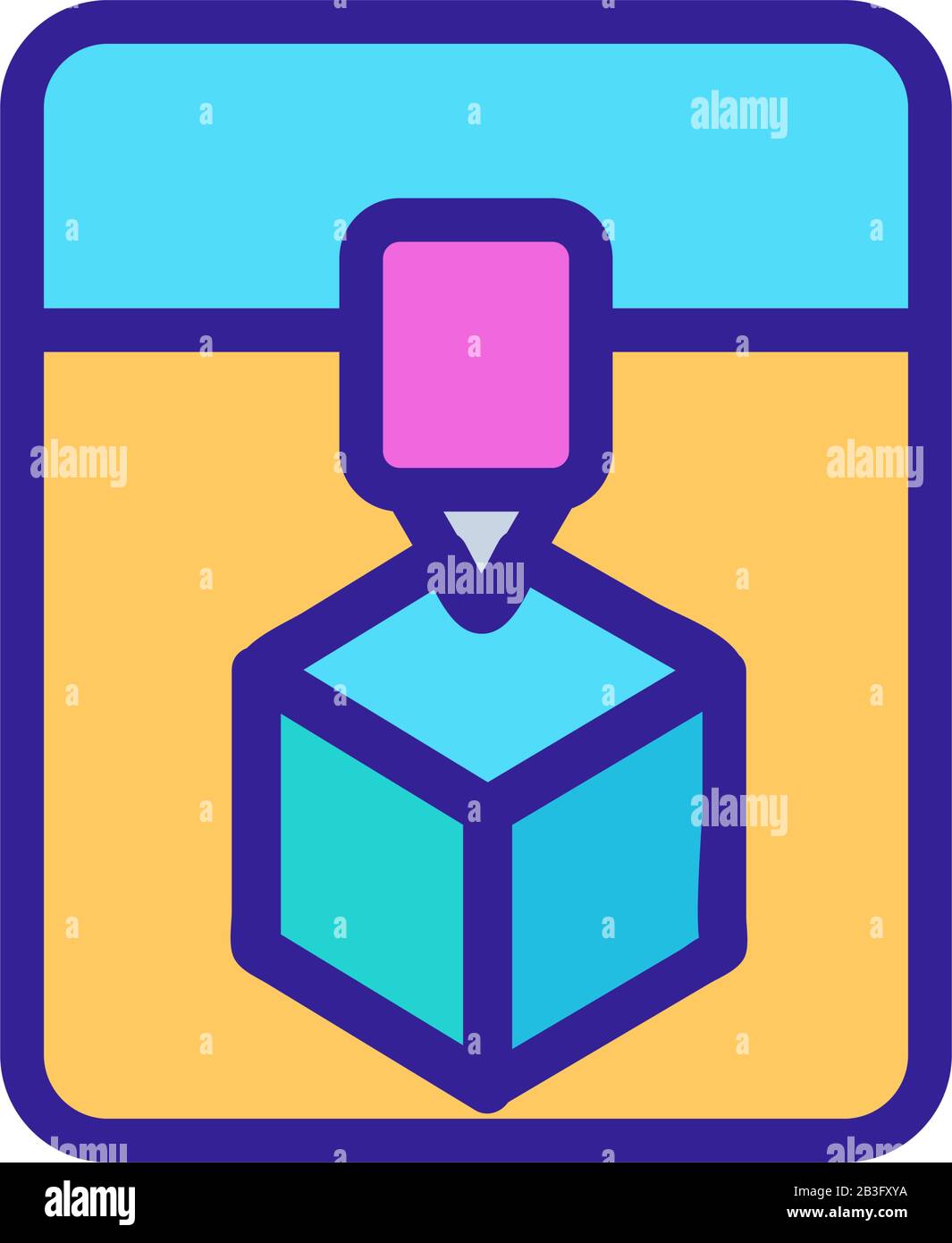 3D print printer icon vector. Isolated contour symbol illustration ...