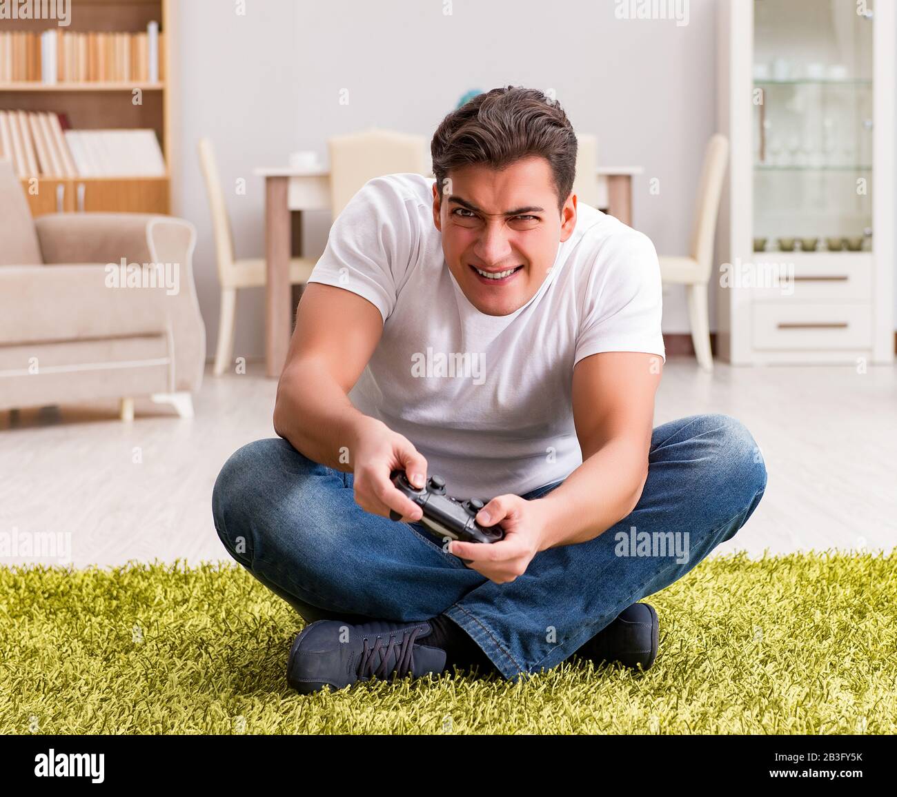 The man addicted to computer games Stock Photo - Alamy