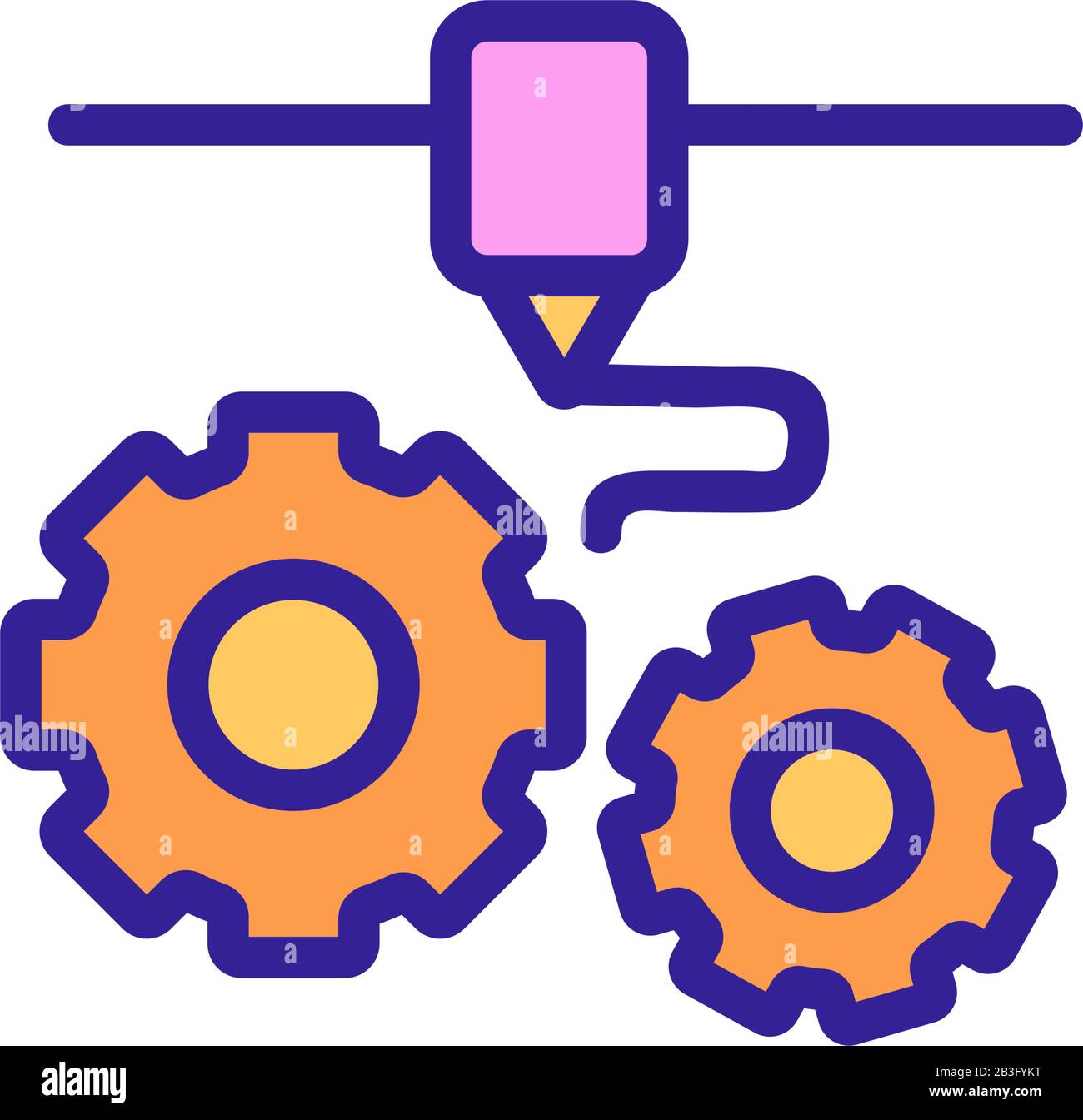 3D print printer icon vector. Isolated contour symbol illustration ...