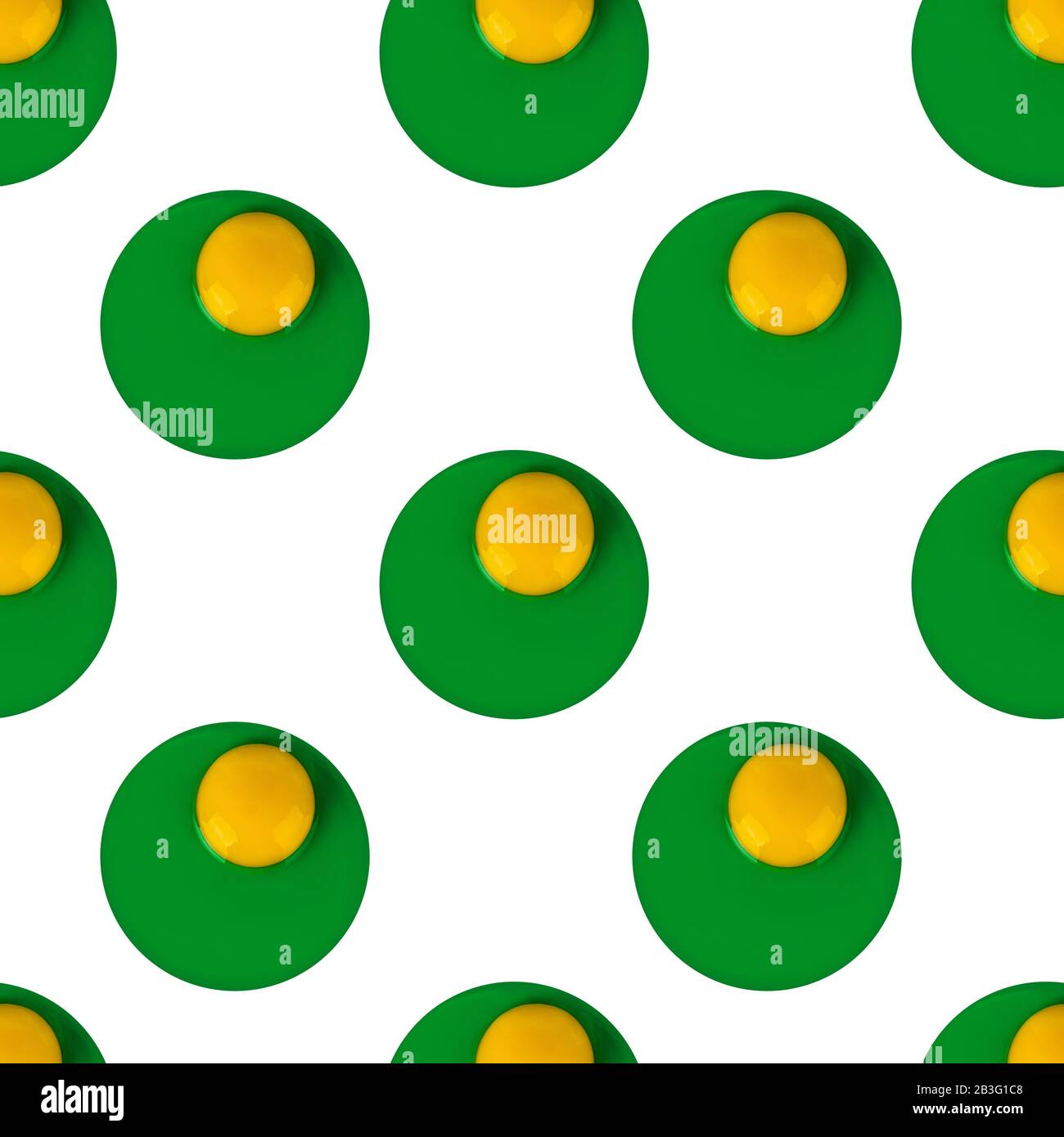 Seamless pattern raw green eggs with yellow yolk on white background ...