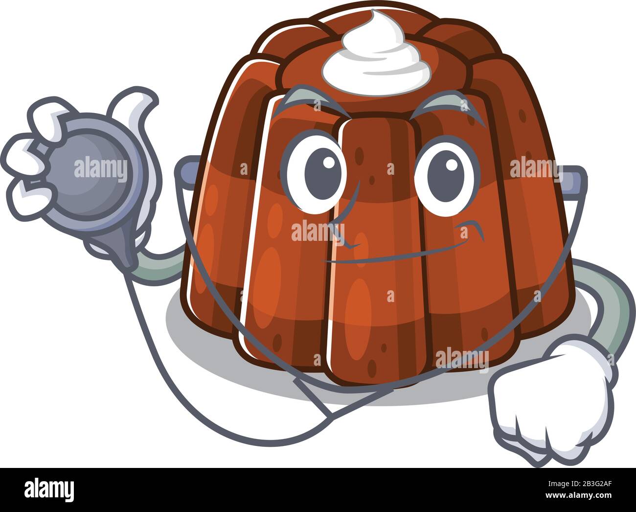 A mascot picture of chocolate pudding cartoon as a Doctor with tools ...