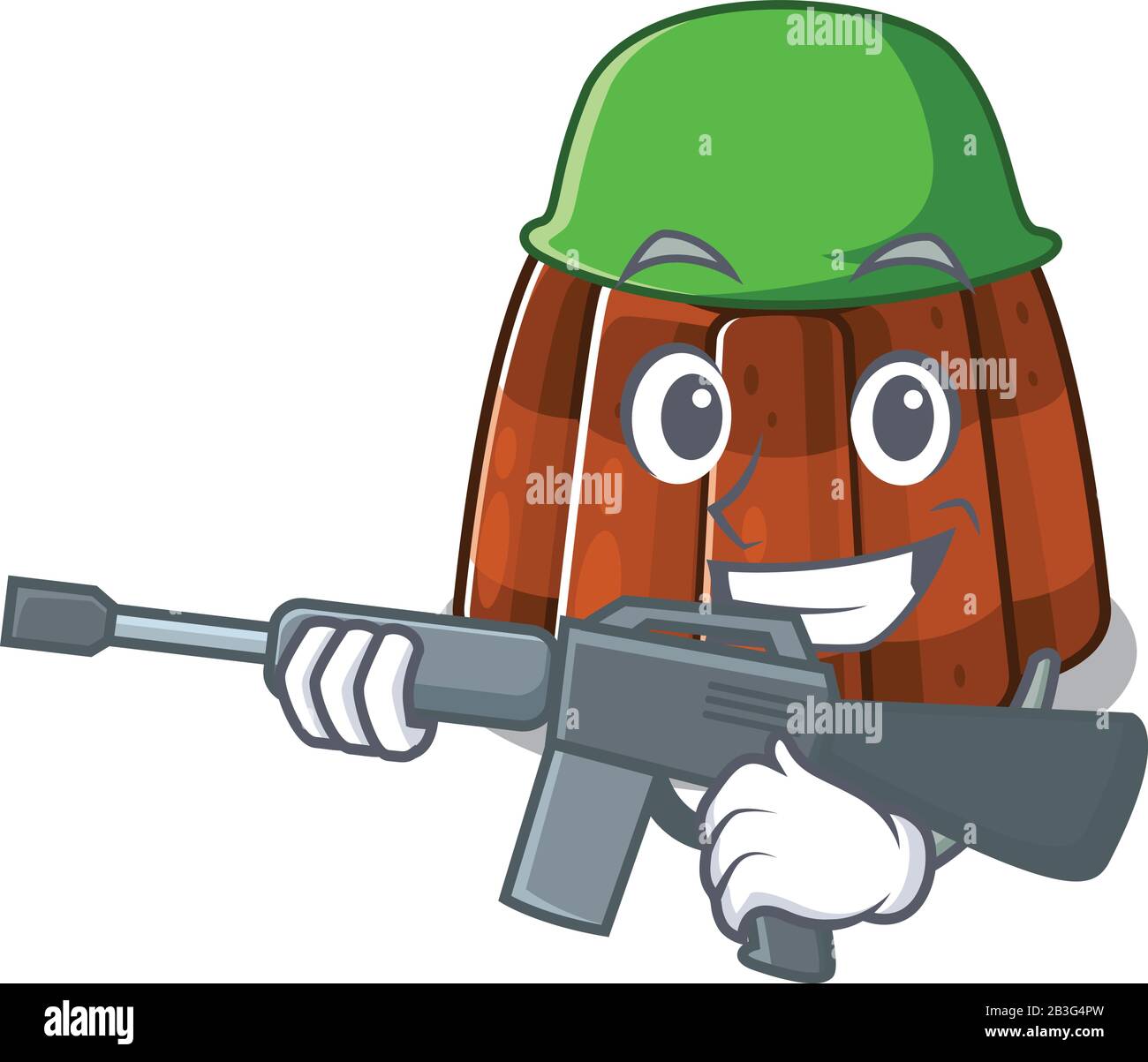 A cute picture of chocolate pudding Army with machine gun Stock Vector ...