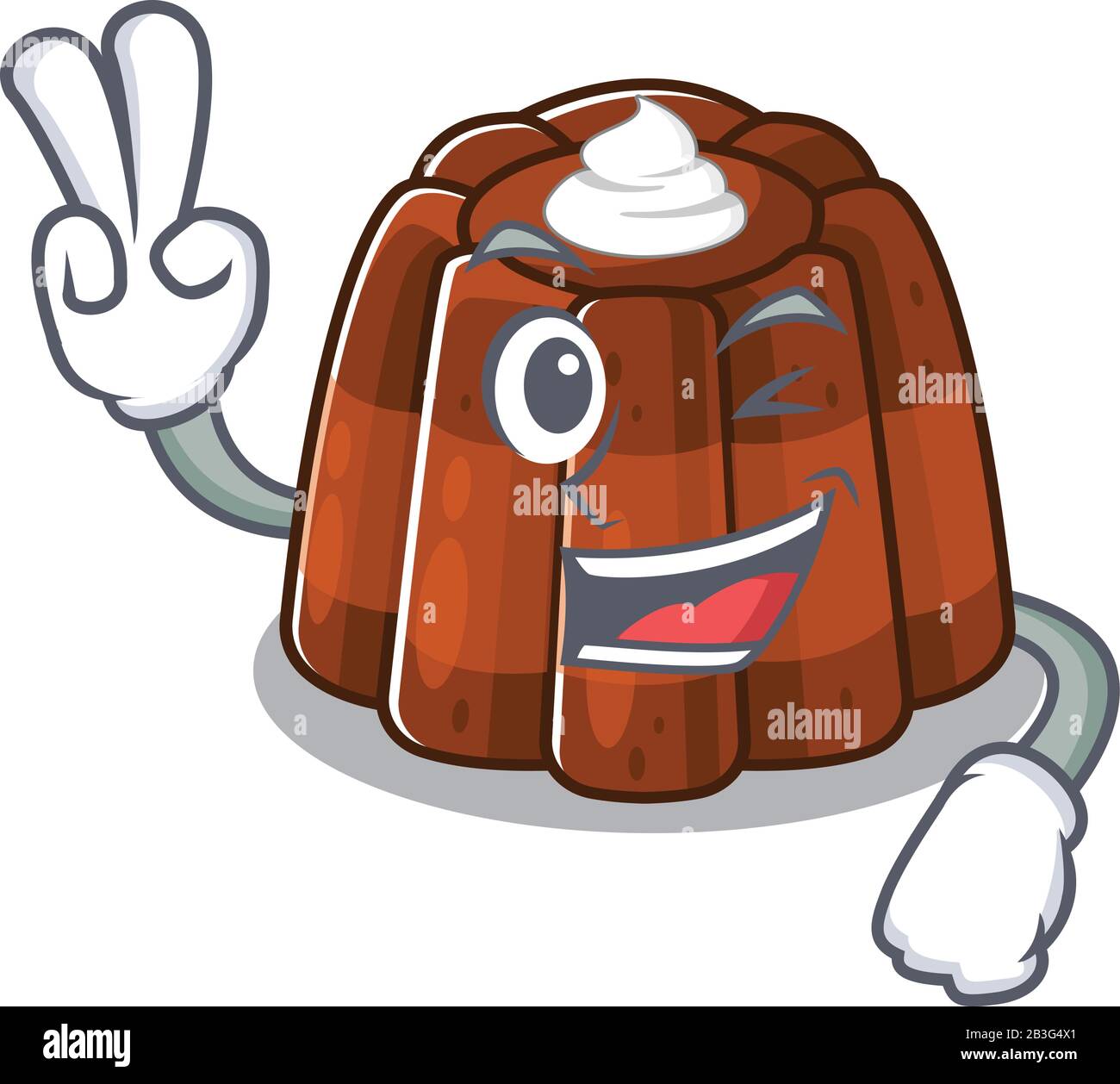 mascot of funny chocolate pudding cartoon Character with two fingers ...