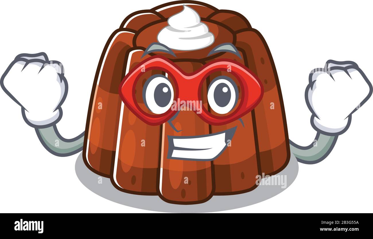 A cartoon concept of chocolate pudding performed as a Super hero Stock ...