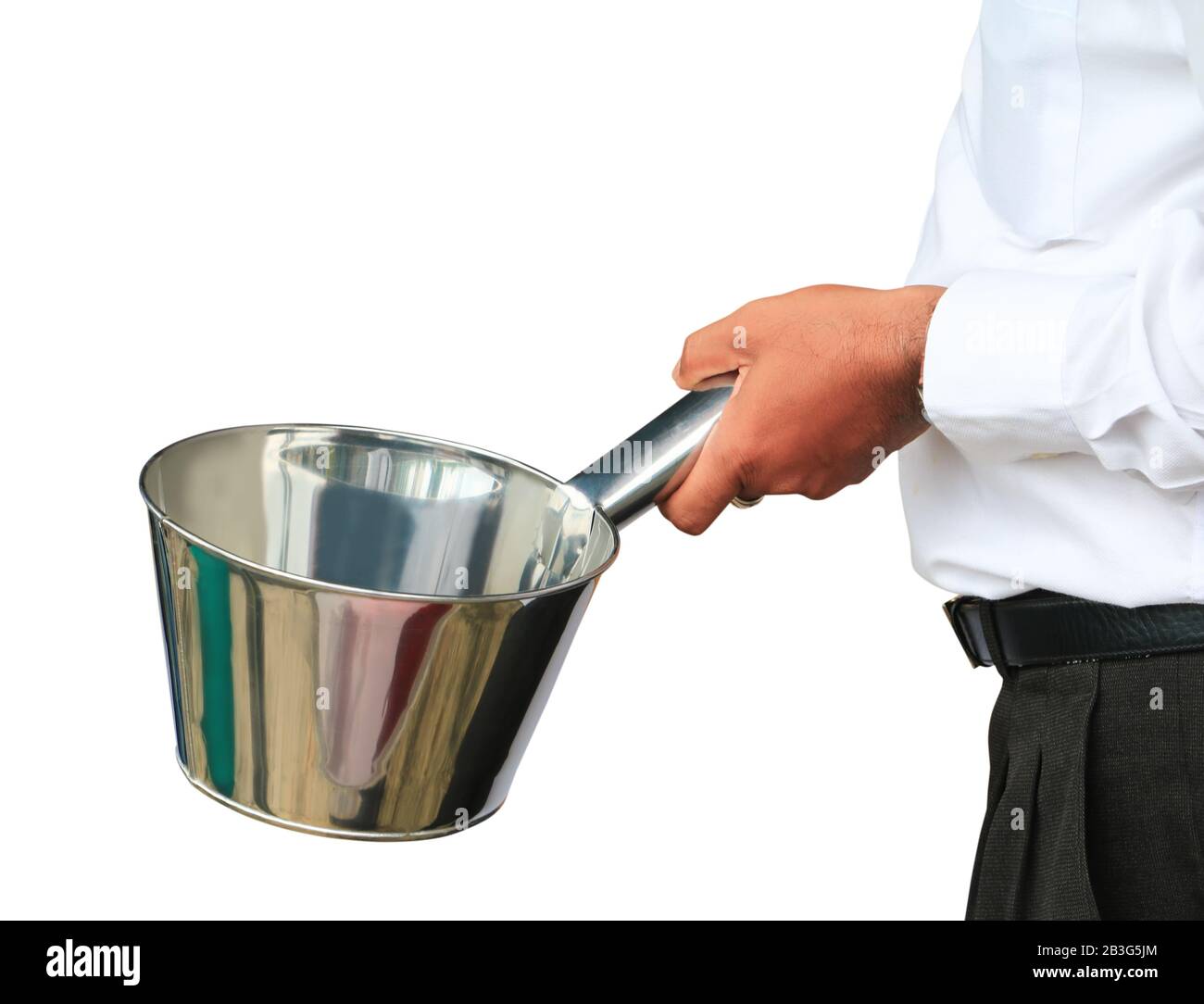 chef hand holding pot aluminium in preparing food concept cooking ...