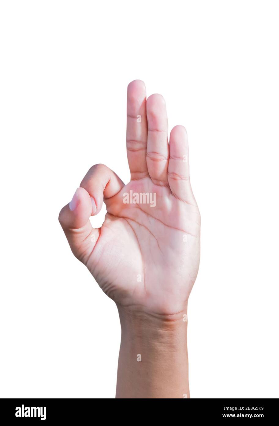 hand ok symbols showing on white background Stock Photo - Alamy