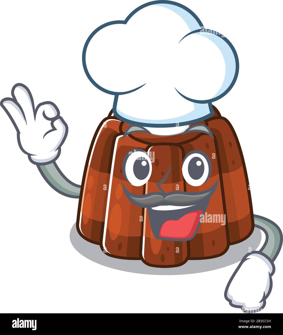 Chocolate pudding cartoon character working as a chef and wearing white ...