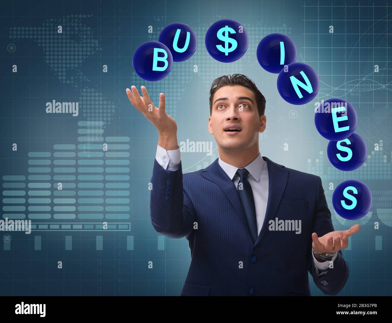 The businessman juggling between various priorities in business Stock ...