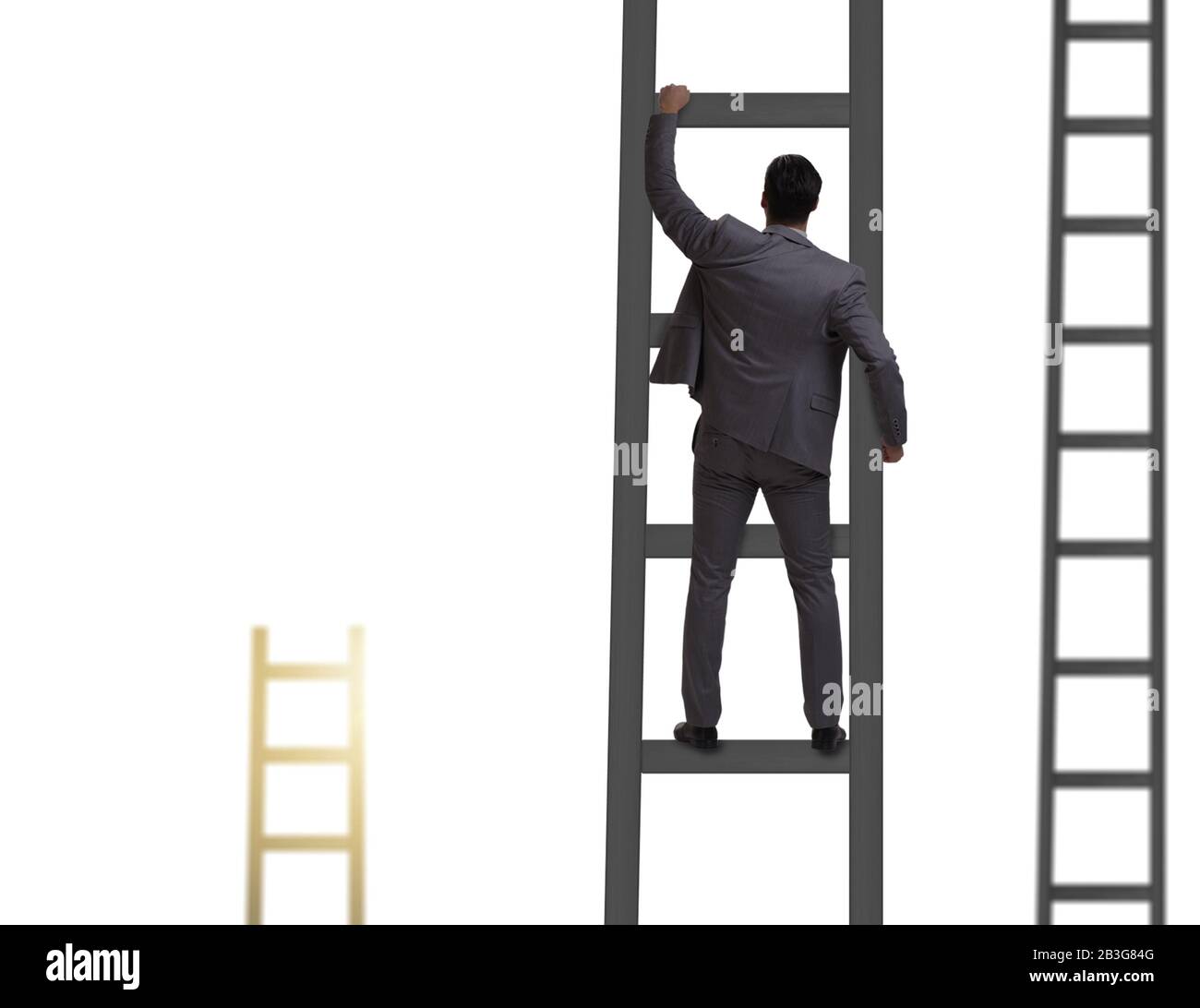 The businessman climbing stairs isolated on white Stock Photo - Alamy