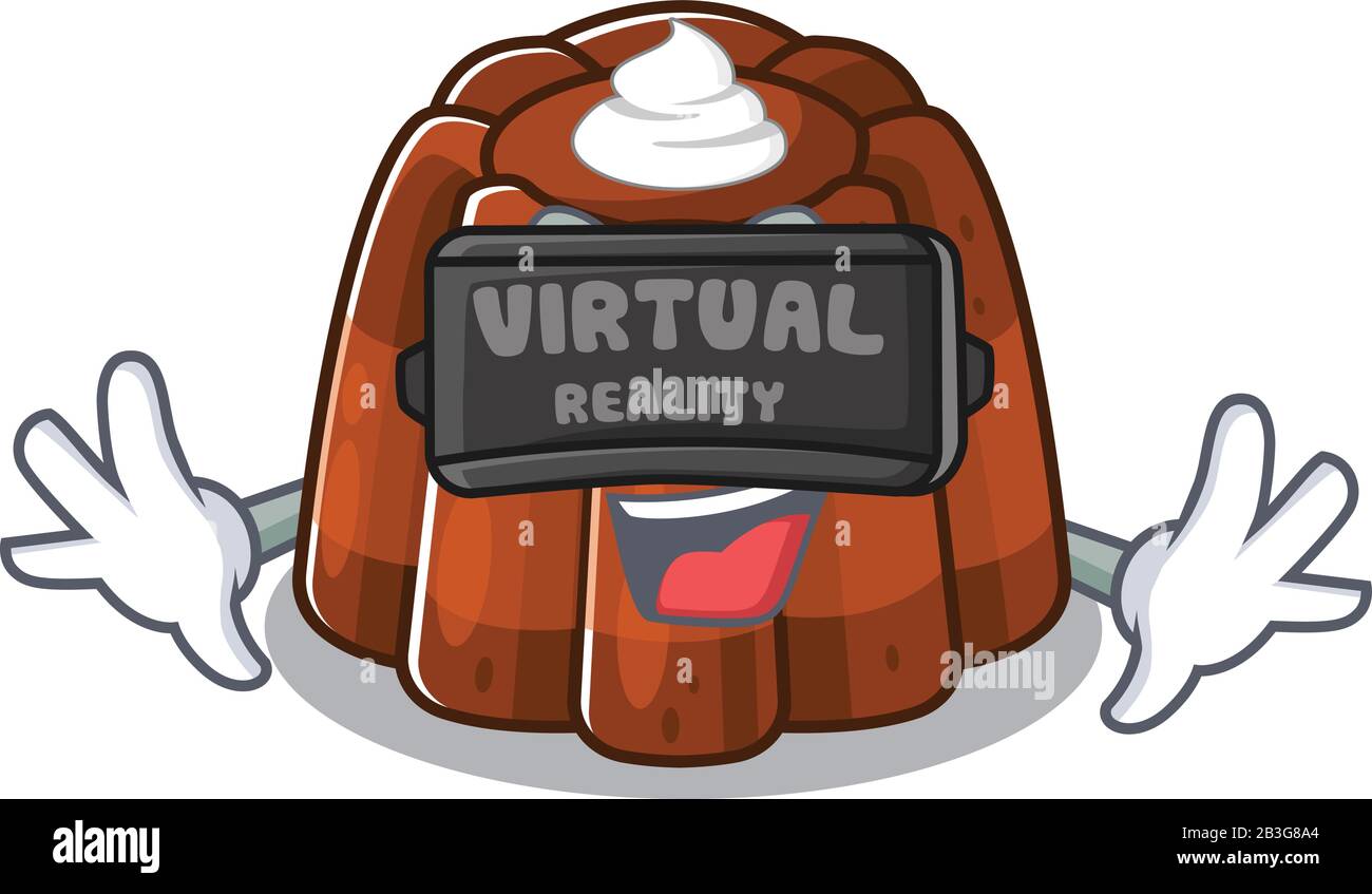 A Picture of chocolate pudding character wearing Virtual reality ...