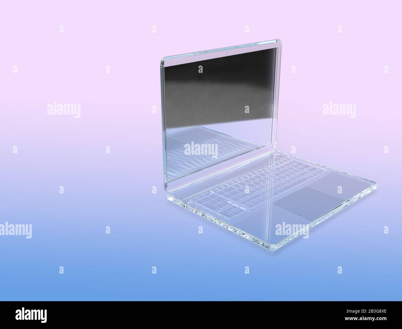 a transparent glass body laptop in colorful gradient background with ...