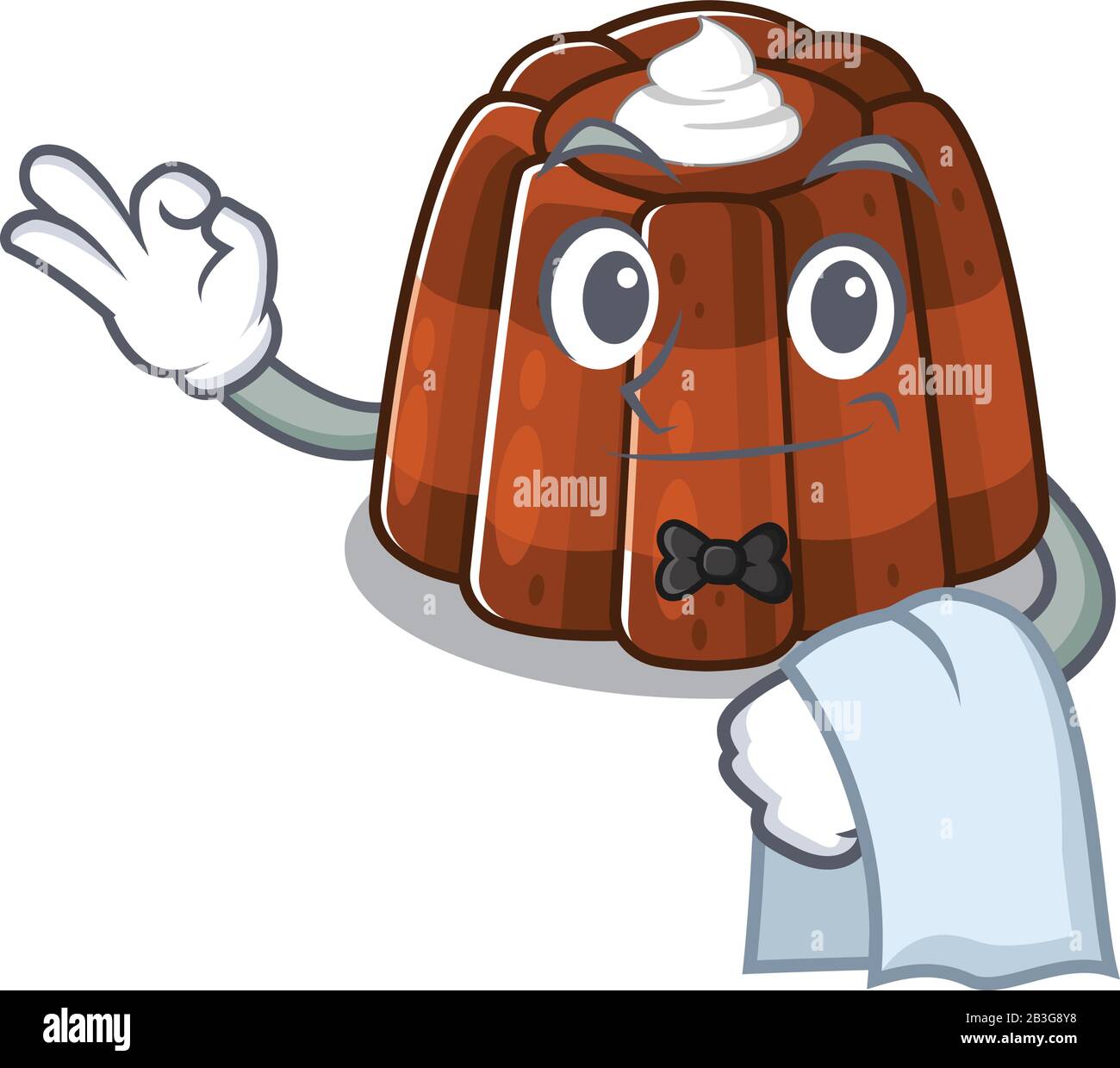 Sweet chocolate pudding Character working as a Waiter Stock Vector ...