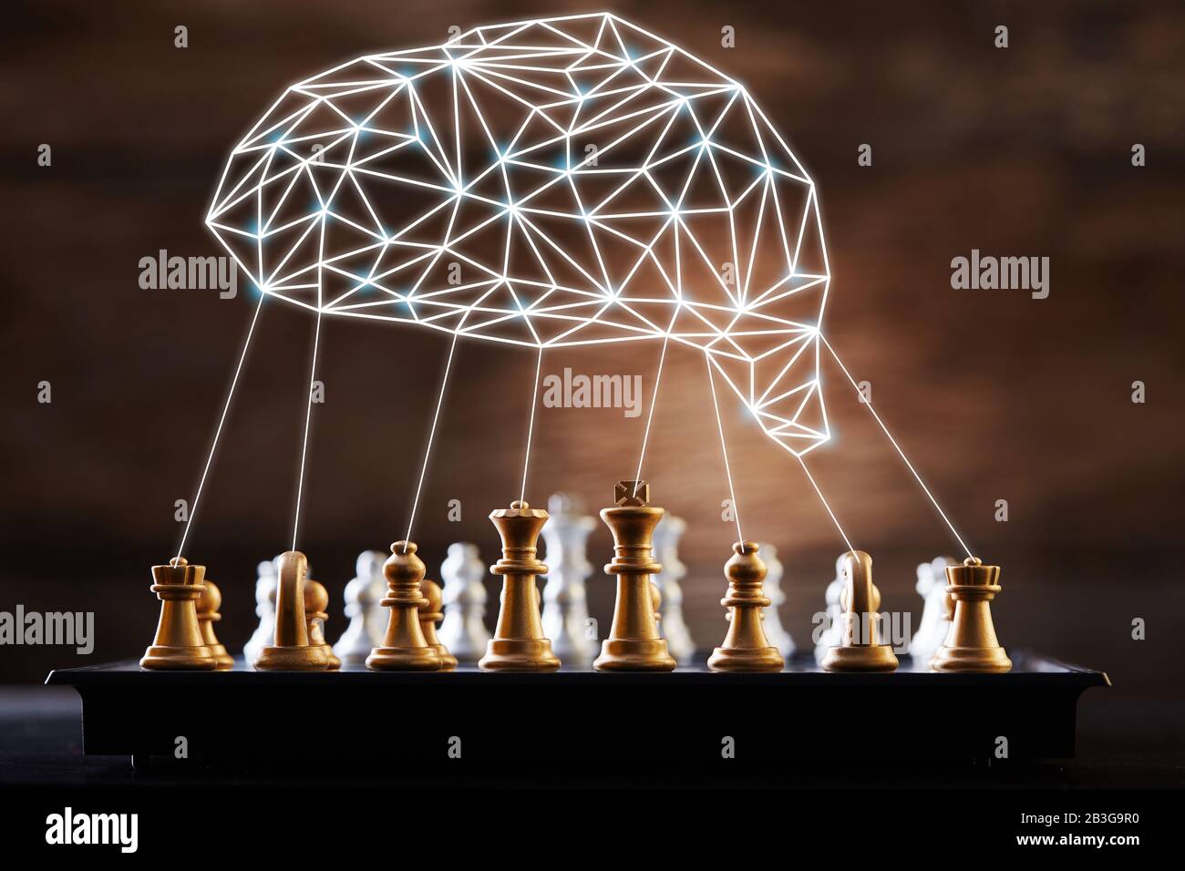 Brain and Chess concept with World business competition Stock Photo - Alamy