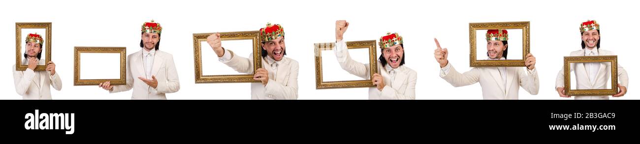The king with picture frame on white Stock Photo - Alamy
