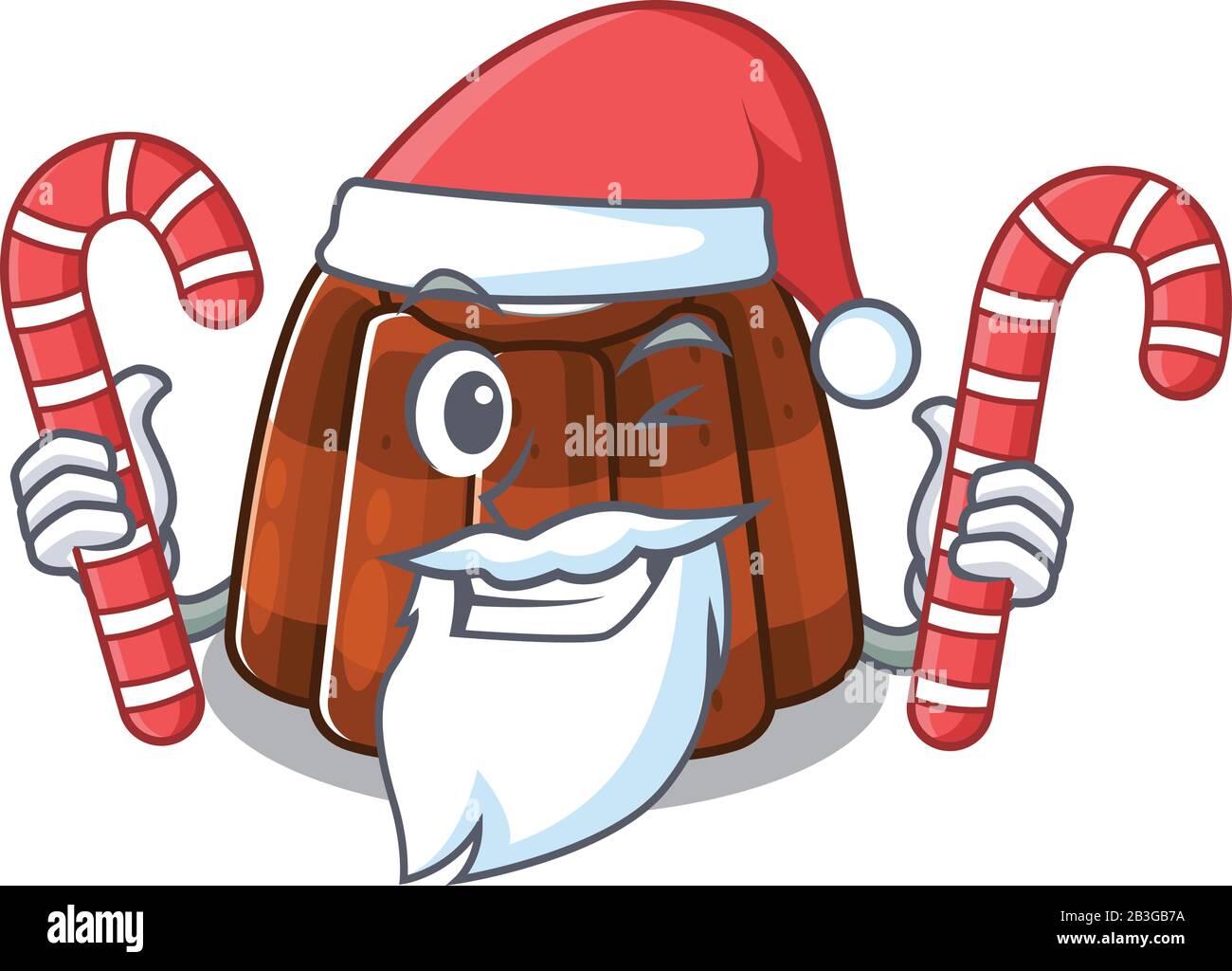 Chocolate pudding Cartoon character wearing Santa costume bringing a ...