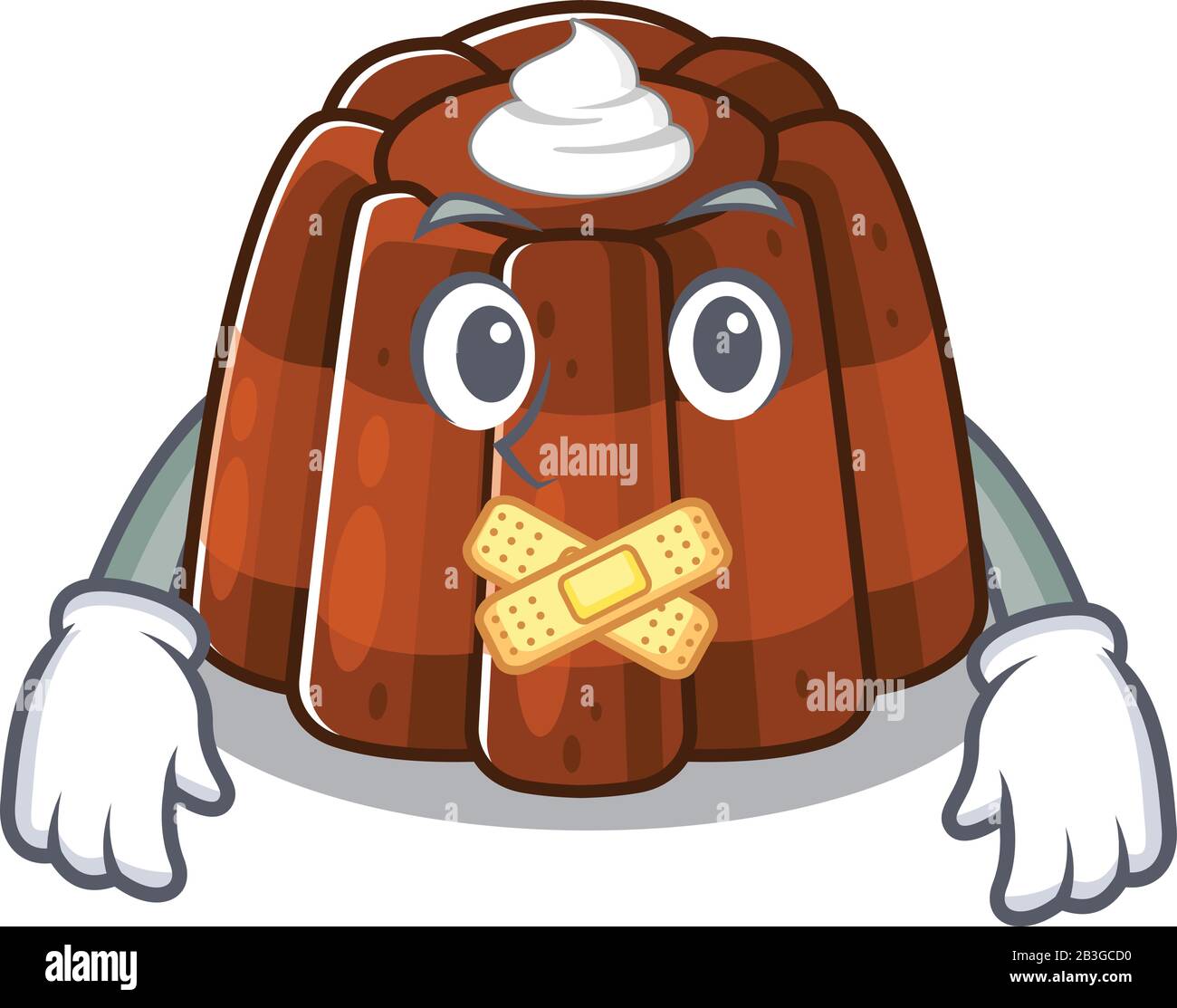 cartoon character design chocolate pudding making a silent gesture ...