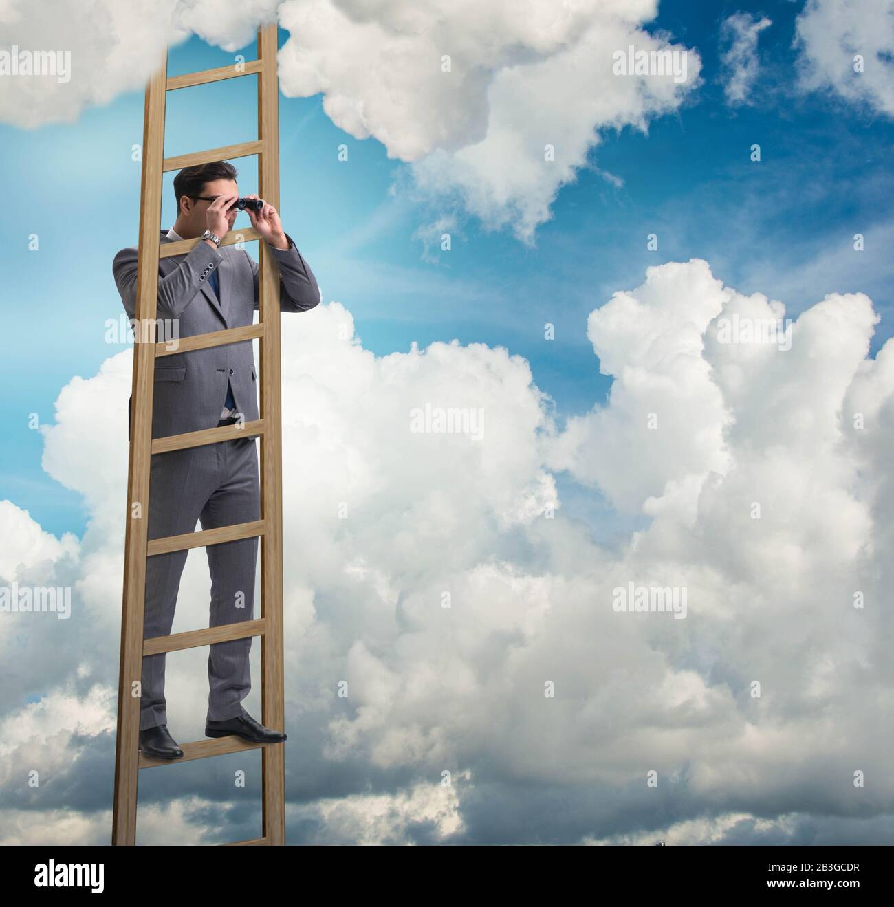 The businessman looking into the future in forecasting concept Stock ...